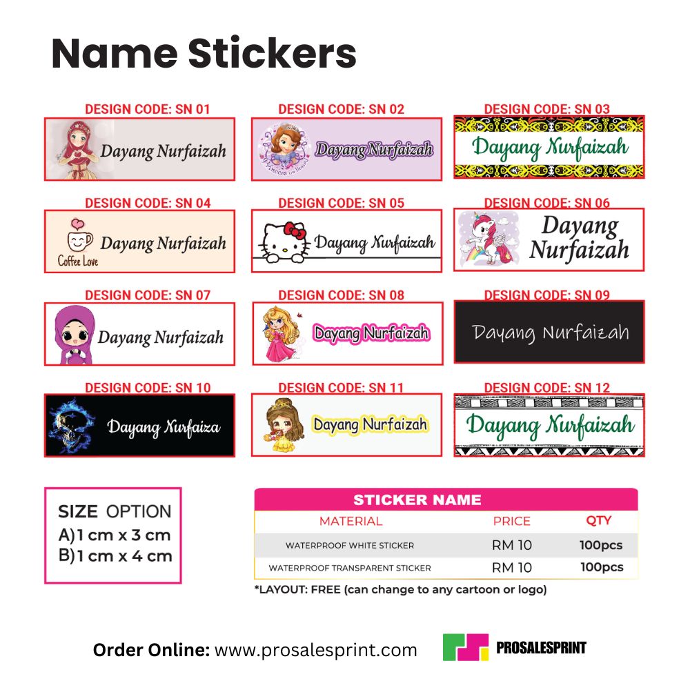 Name Sticker – Prosales Print